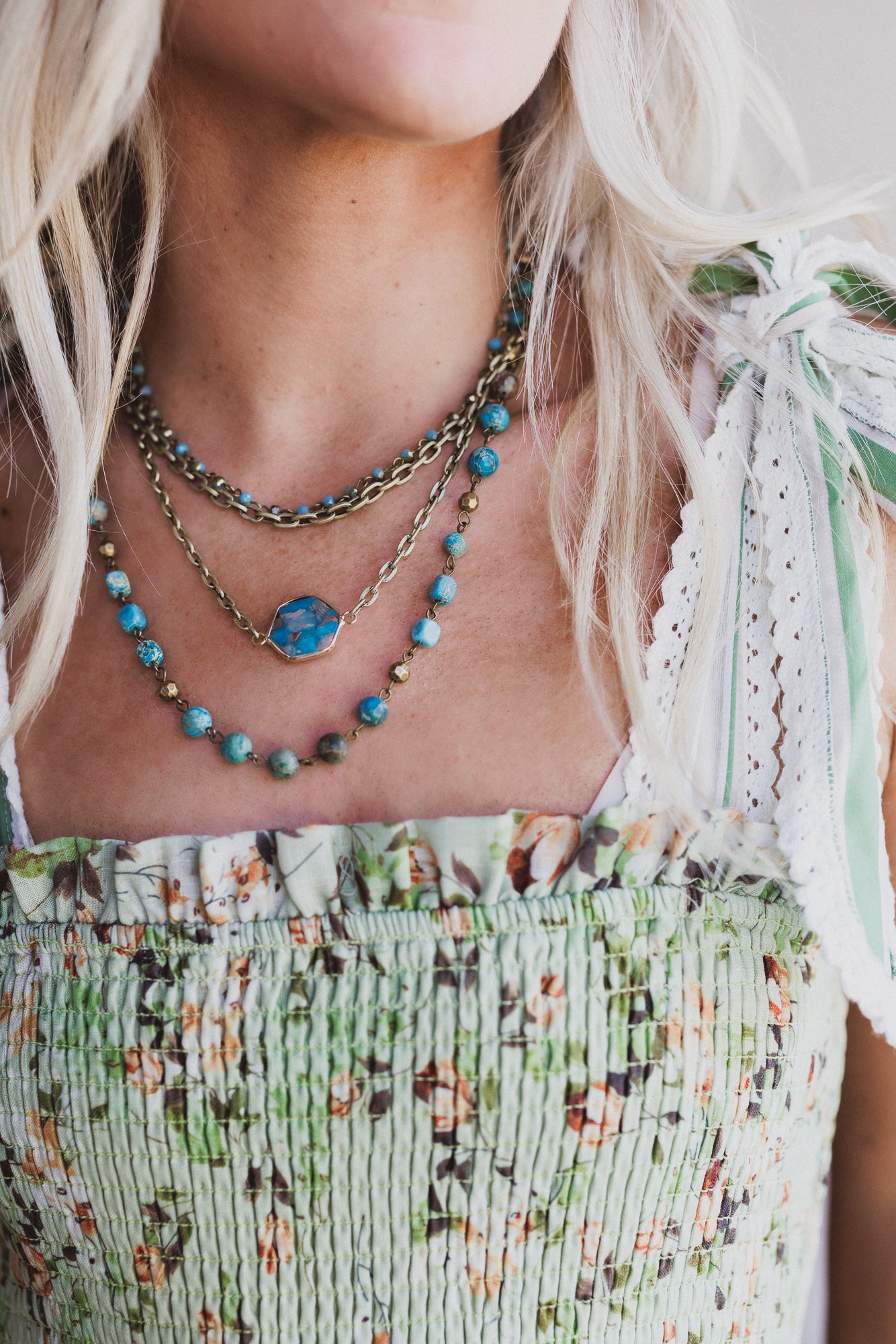 Turquoise Cascade Necklace — Three Bird Nest