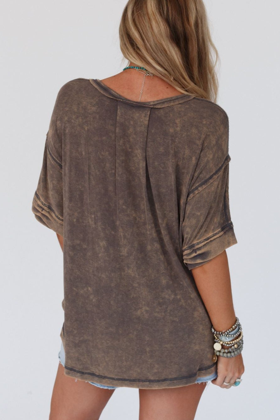 Time Flies Round Hem Top - Gray – Three Bird Nest
