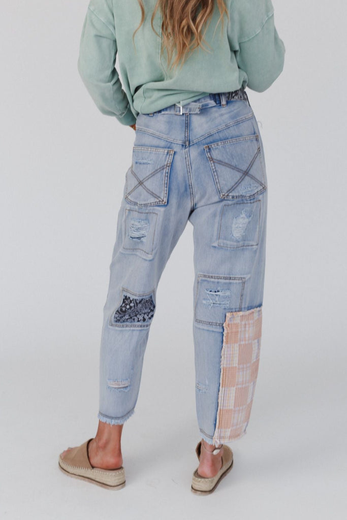 Offshore Patchwork Detail Pants - Denim