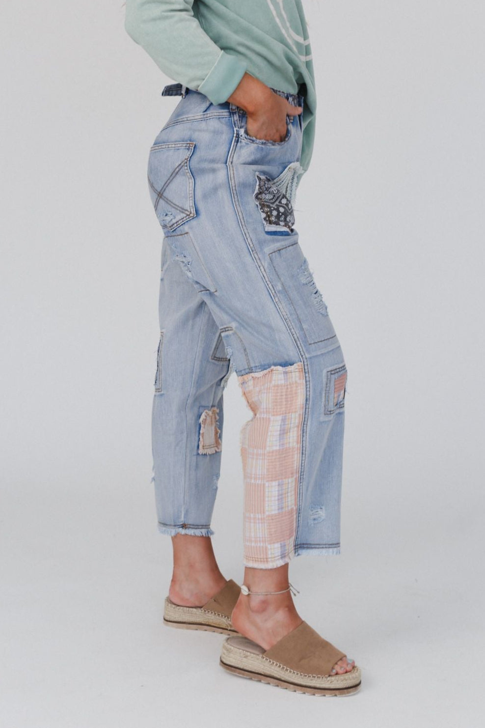 Offshore Patchwork Detail Pants - Denim