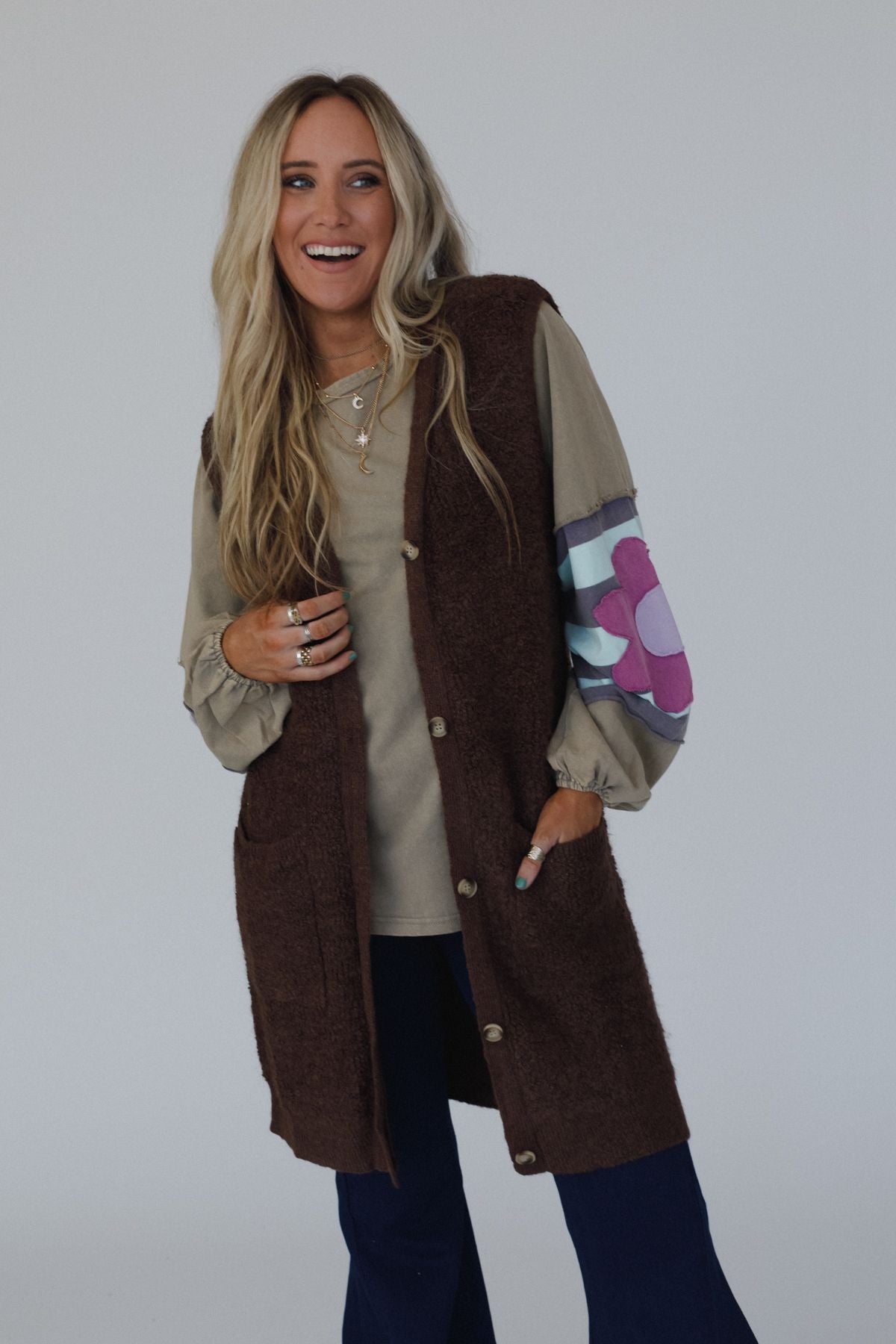 Alpine Longline Vest - Brown – Three Bird Nest