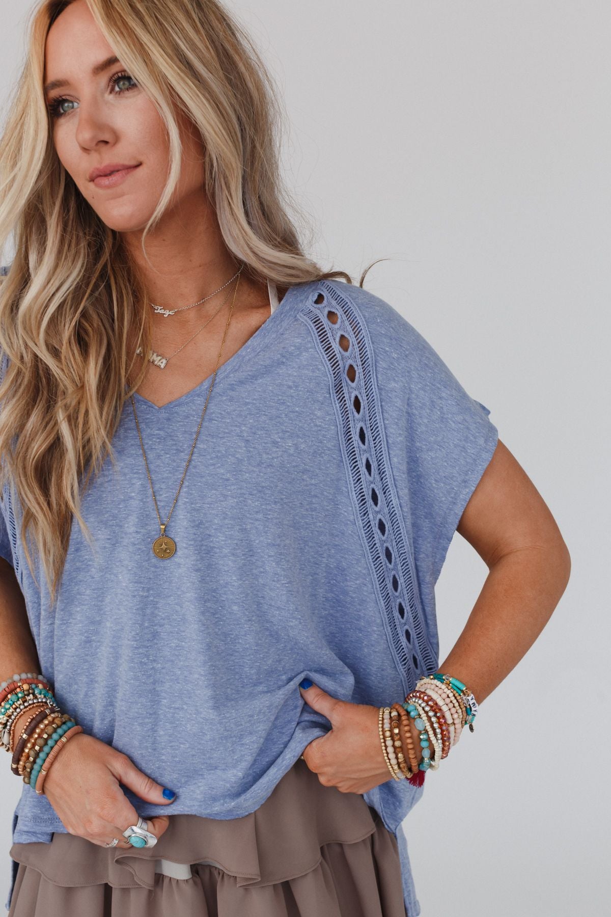 The Nest Camden Lace V Neck Top — Three Bird Nest