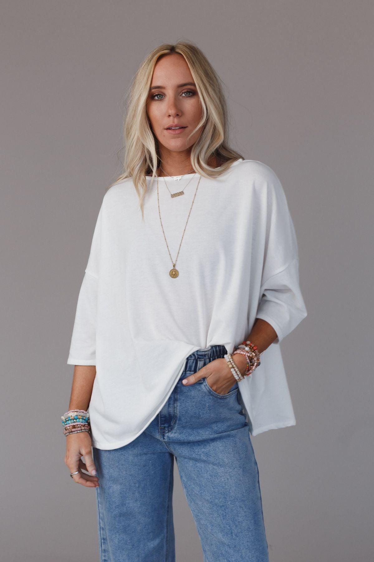 Cozy Cool Oversized Tee - Ivory – Three Bird Nest