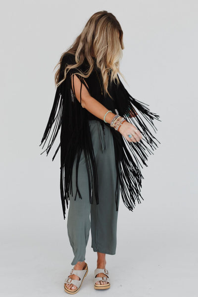 Showstopper Fringe Top - Black