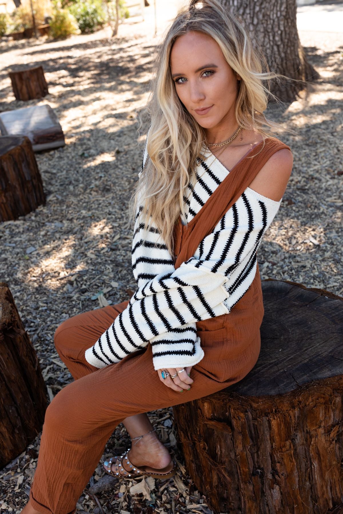 All My Stripes Oversized Sweater - Cream Black – Three Bird Nest