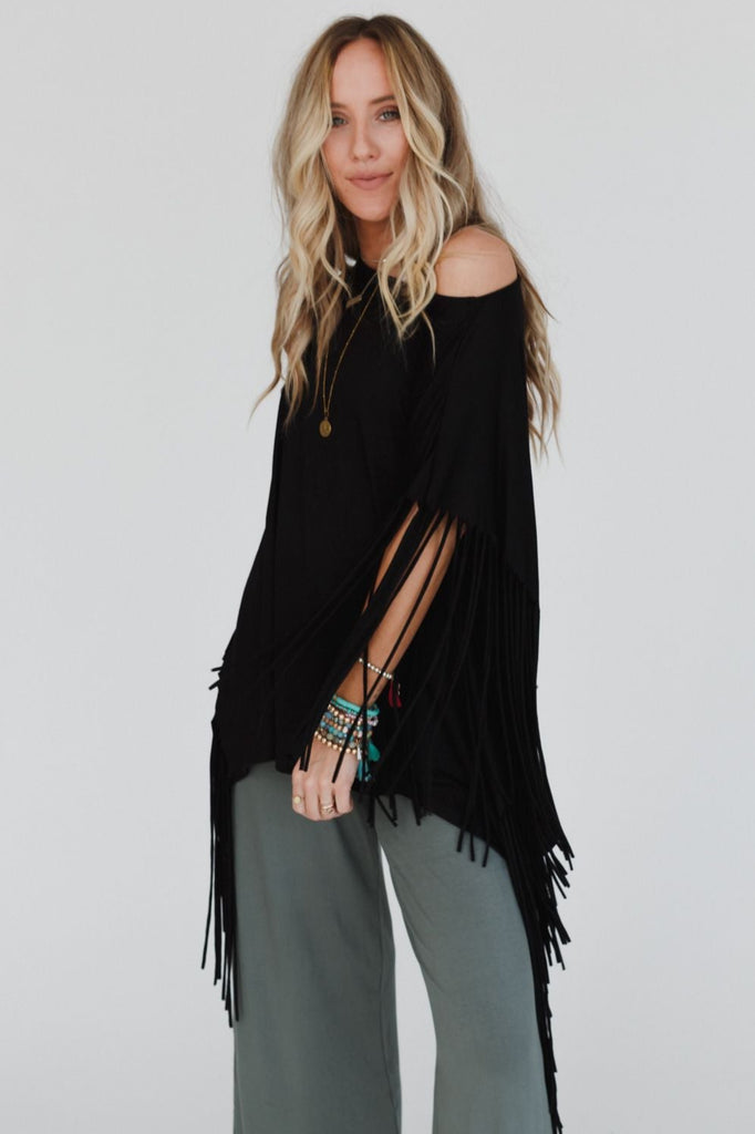 Showstopper Fringe Top - Black