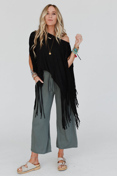 Showstopper Fringe Top - Black