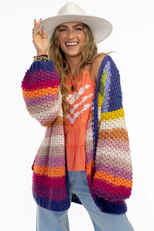 Wrapped up in Color Knit Cardigan - Rainbow – Three Bird Nest