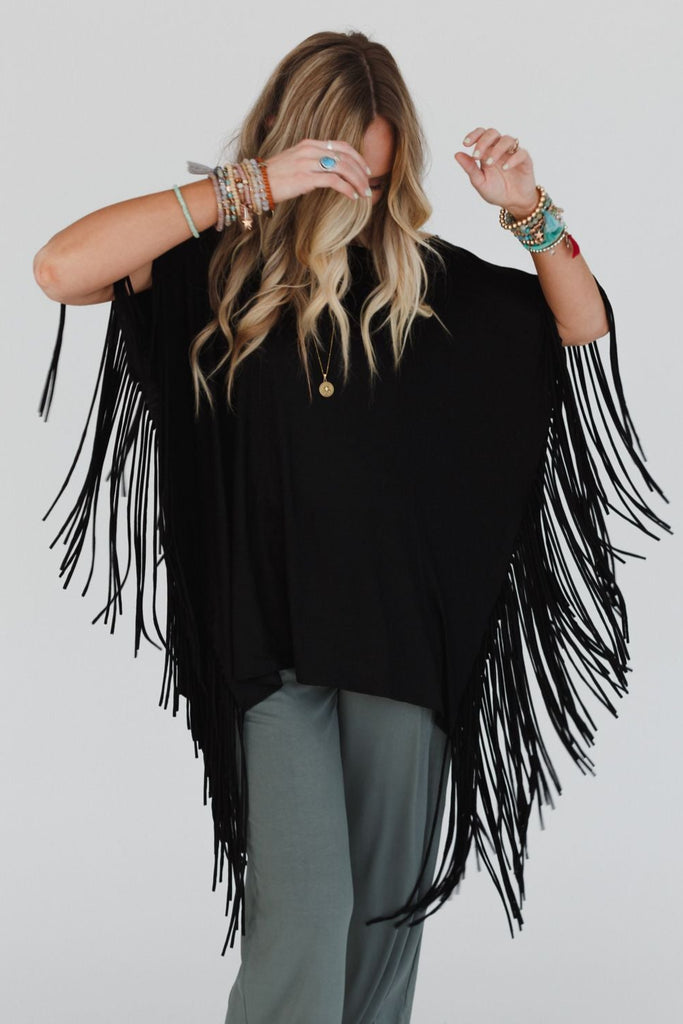 Showstopper Fringe Top - Black