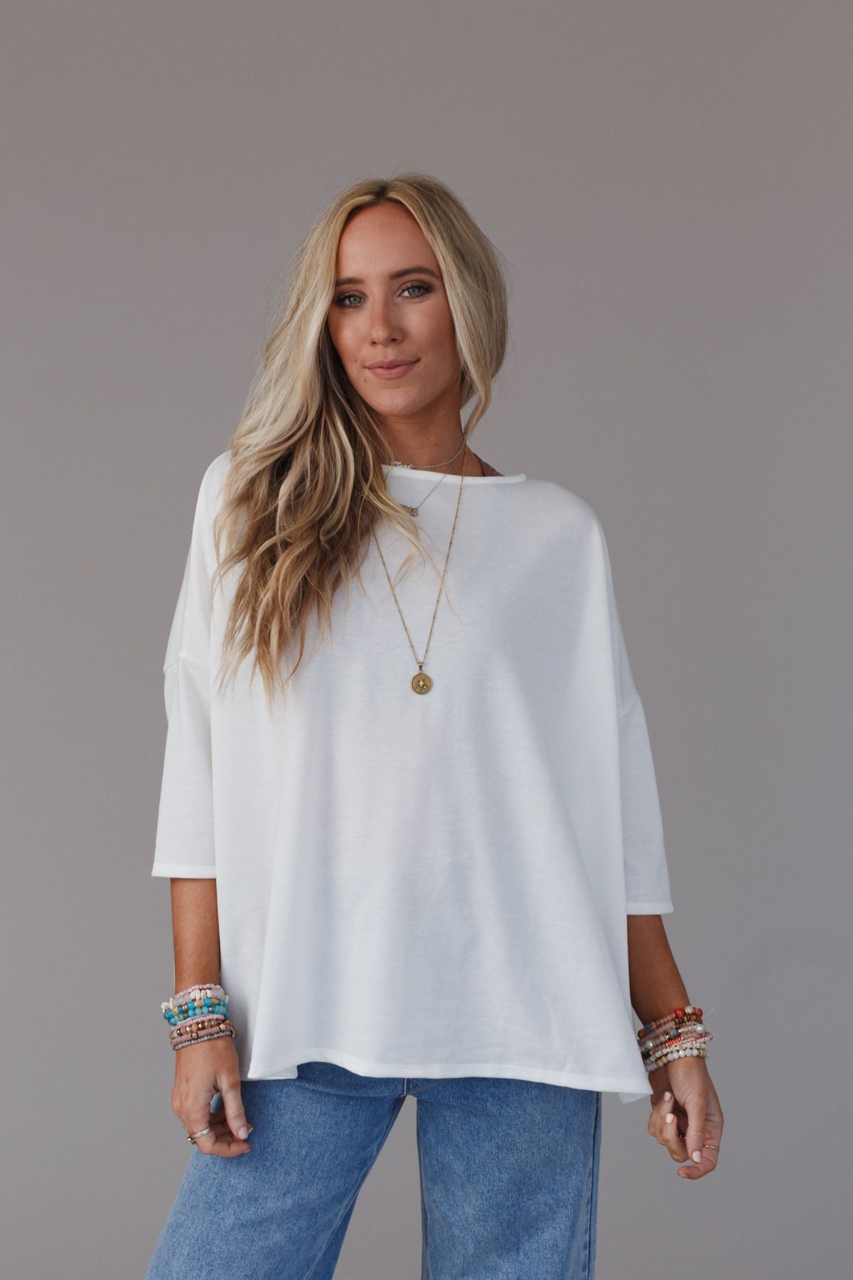 Cozy Cool Oversized Tee - Ivory – Three Bird Nest