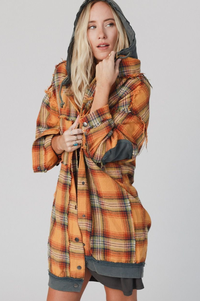 Flannel Layers Hooded Jacket — Three Bird Nest