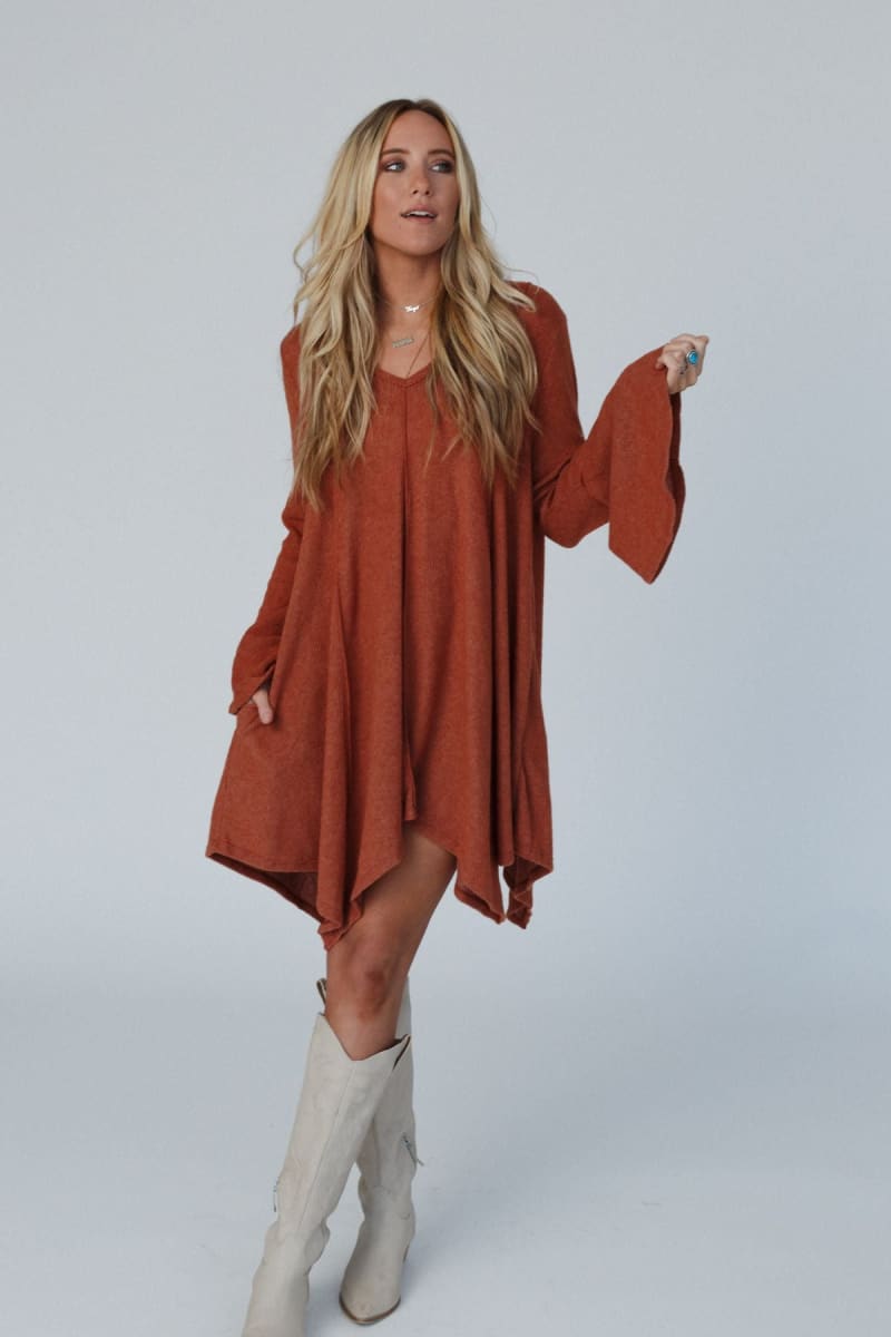The Nest Golden Hour Long Bell Sleeve Tunic Dress — Three Bird Nest