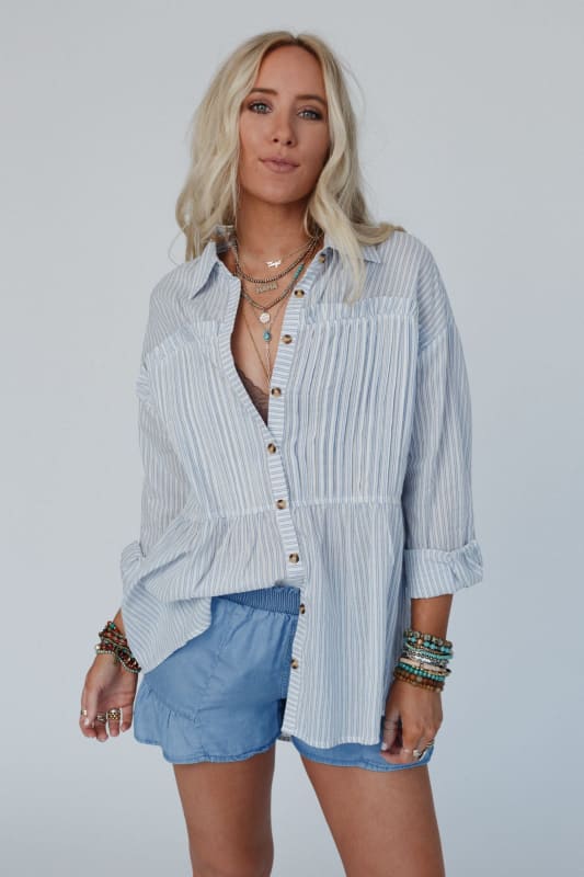 Sami Button Up Jumpsuit - Light Denim | Three Bird Nest