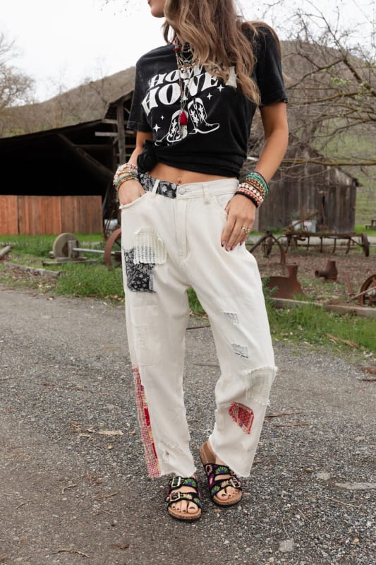 Offshore Patchwork Detail Pants - Denim | Three Bird Nest