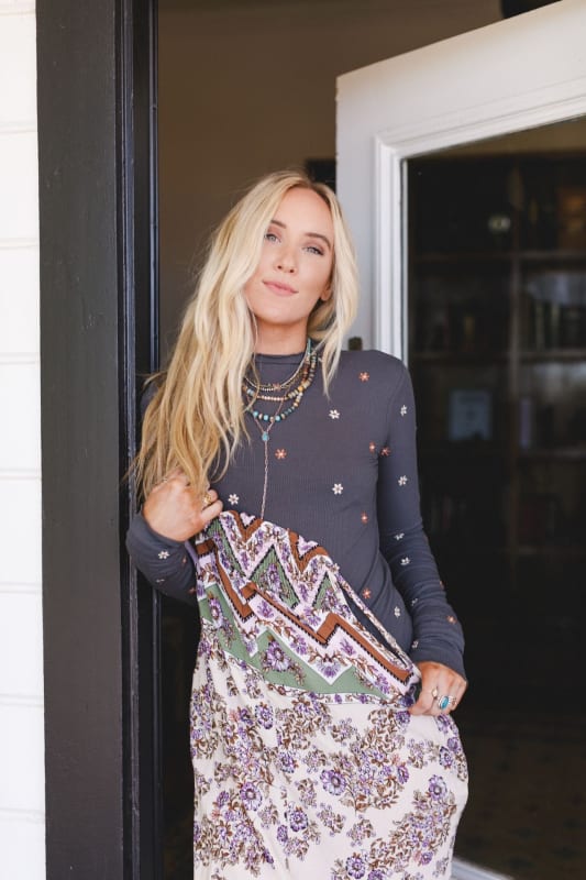 Briana Mock Neck Top - Charcoal | Three Bird Nest